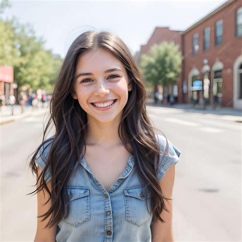 Beautiful Usa Girl Friendly Carefree Smile Looking Positive Relaxed And