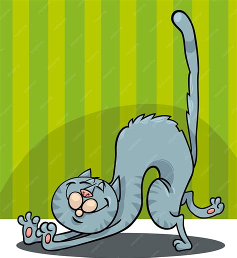 Premium Vector Stretching Cat Cartoon