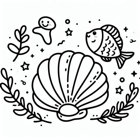 Clam And Fish Coloring Page Download Print Or Color Online For Free