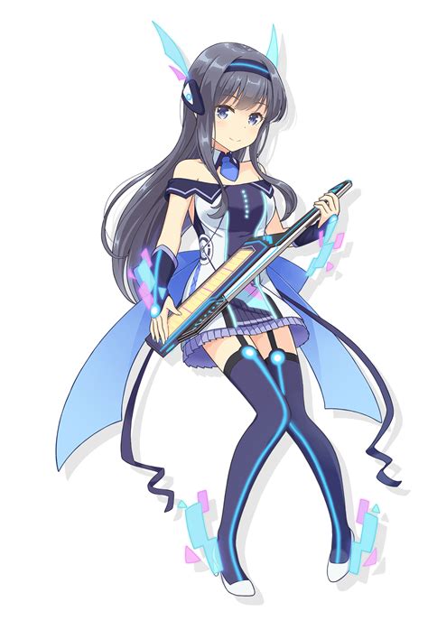 Safebooru 1girl Bare Shoulders Black Hair Blue Hairband Blue Necktie