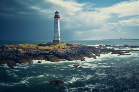Farol Icónico Ile Vierge Um Símbolo Da Herança Costeira Francesa Foto