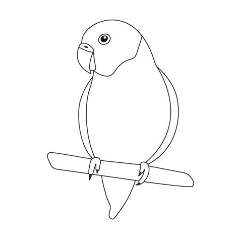 Premium Vector Cartoon Funny Love Bird Sitting On A Branch Flat
