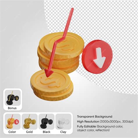 Free Psd 3d Coins Decrease Isometric
