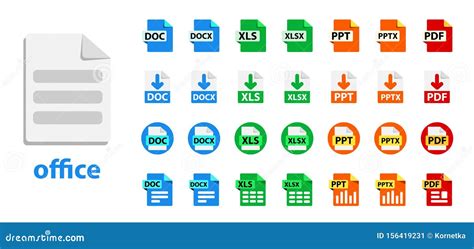 File Format Extensions Icons Collection Of Vector Icons Stock Vector