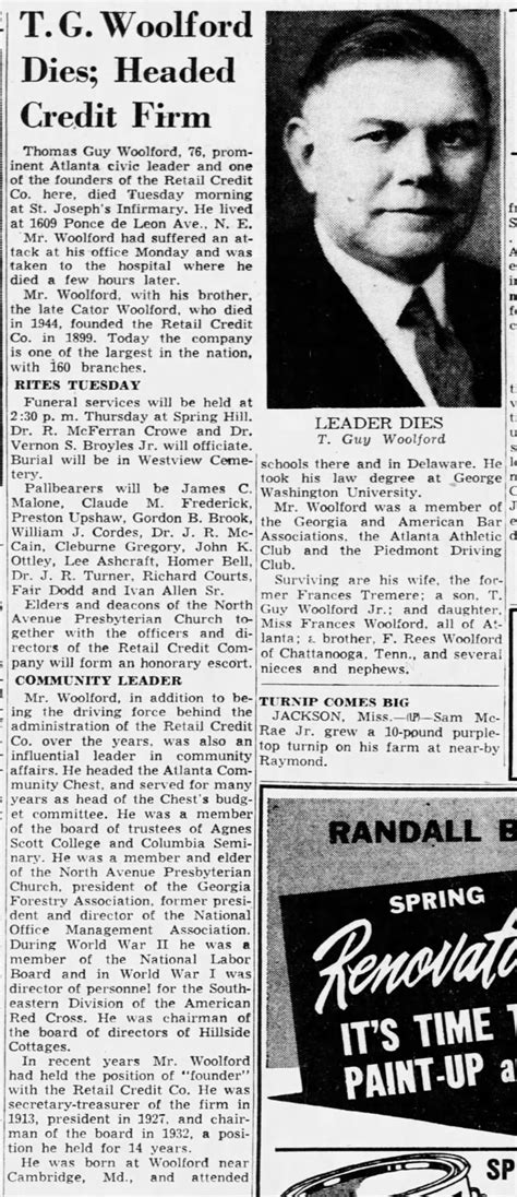 Death Of Thomas Guy Woolford 1875 1952 ™