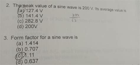 Solved Pls Explain The Sine Wave Average Value Form Factor