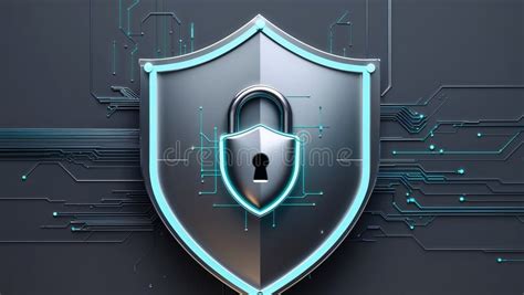 Digital Security Graphic Layout Featuring A Shield With A Padlock And