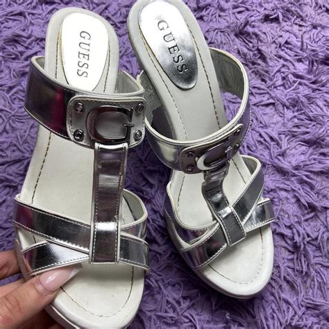 Guess Wedges With Silver Accents In Good Control Depop