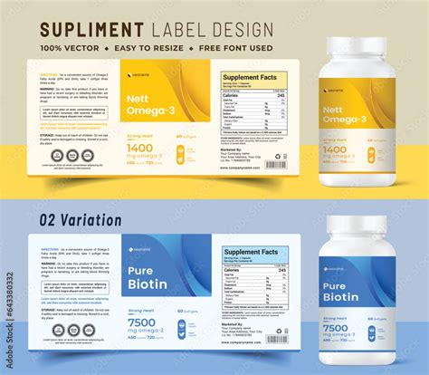 Multi Vitamin Label Sticker Design Natural Calcium Food Supplement