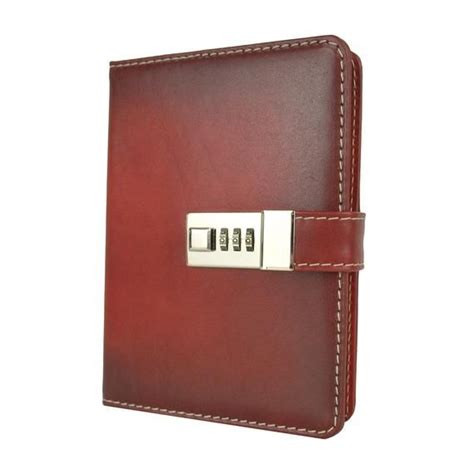 Dark Red Leather Notebook With Password Lock Etsy
