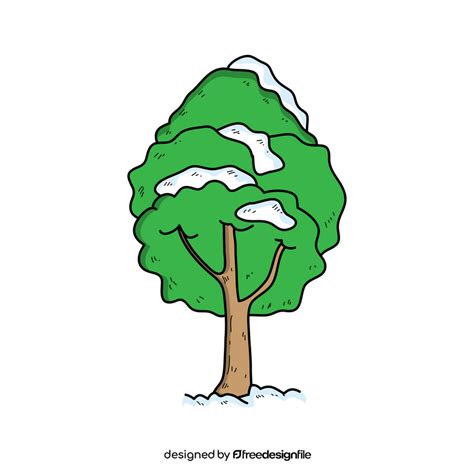 Cute Winter Tree With Snow Drawing Clipart Free Download