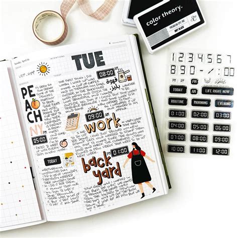 Lets Get Digital Clock Stamp Set 37 Clear Time Stamps For Journaling And Planners