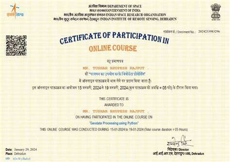 Completed Geodata Processing Course By Isro Tushar Rajput Posted On The Topic Linkedin