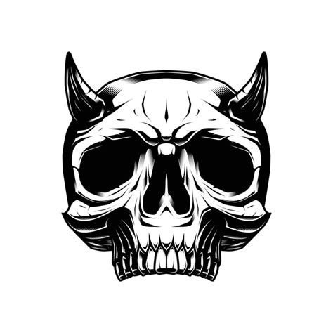 Zombie Skull Drawing Demon Zombie Skull Ink Art Original Horror Art