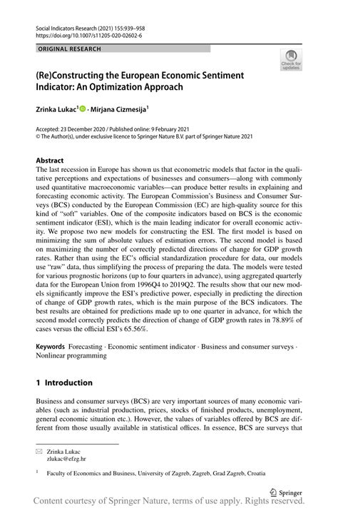 Reconstructing The European Economic Sentiment Indicator An