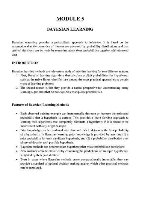 Ml Unit 4 Machine Learning Notes Module 5 Bayesian Learning Bayesian Reasoning Provides A