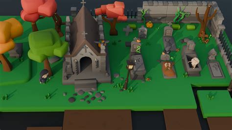 Cute Graveyard Halloween Pack By Rg Poly