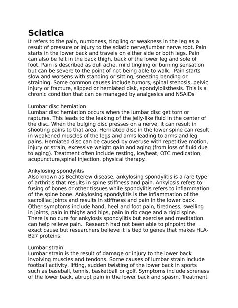 Sciatica Differential Diagnosis Sciatica It Refers To The Pain