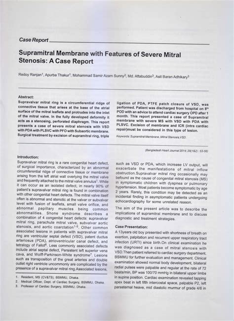 Pdf Supramitral Membrane With Features Of Severe Mitral Stenosis