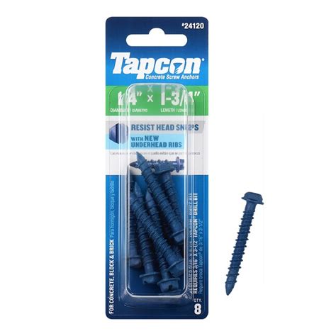 Tapcon 1 4 In X 1 3 4 In Light Duty Steel Concrete Anchors 8 Pack In