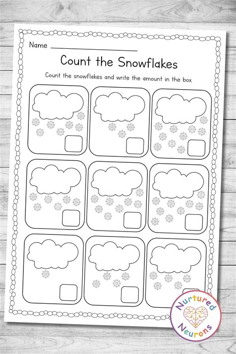 Snowflake Counting Worksheet 1 10 Printable Pdf For Kindergarten Nurtured Neurons