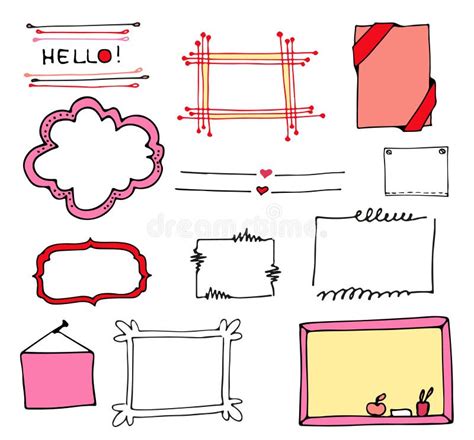 Set Of Hand Drawn Doodle Framespaper Notes In Vector Cartoon S Stock Vector Illustration Of