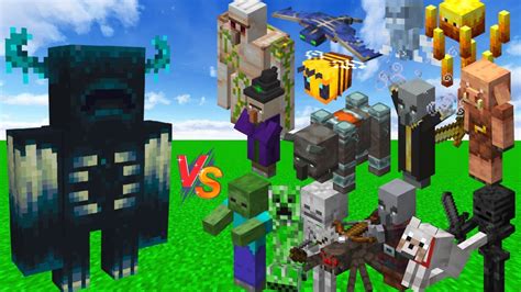 Warden Vs All Mobs In Minecraft Youtube