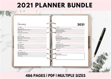 2021 Planner Bundle Kit To Do List Daily Weekly Monthly Schedule A4
