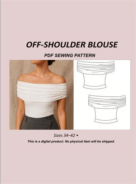 Off Shoulder Blouse Sewing Pattern Madonna Neck Pdf Diy Digital