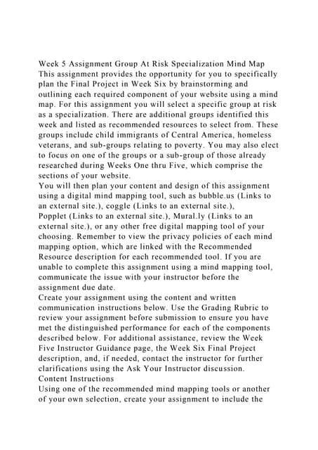 Week 5 Assignment Group At Risk Specialization Mind Mapthis Assidocx