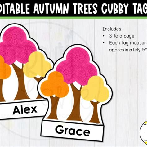 Editable Fall Trees Cubby Tags Locker Labels Classful