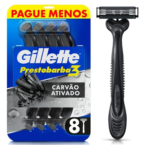 Prestobarba 3 Aparelho De Barbear Carbono 8 Unidades 1023624 Drogasil