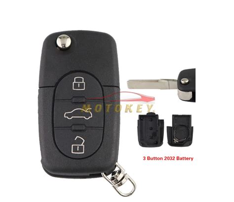 Audi B5 B6 A4 A6 3 Button Remote Key Case Round Big Battery