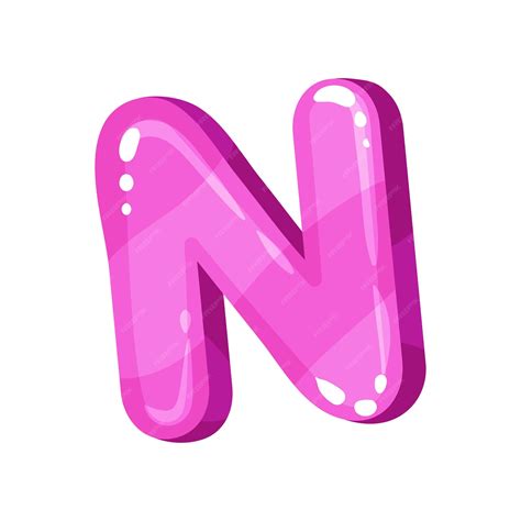 N Rosa Brillante Letra Inglesa Brillante Niños Fuente Vector