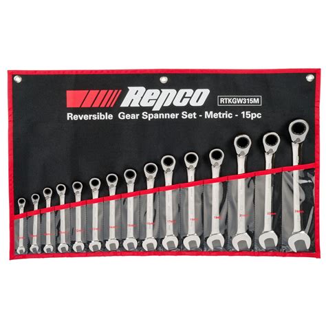 Repco 15 Piece Ratcheting Spanner Set Metric Rtkgw315m Repco