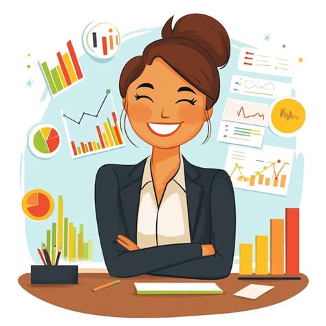 Successful Female Executive In A Cartoon Office Workspace Premium Ai Generated Image