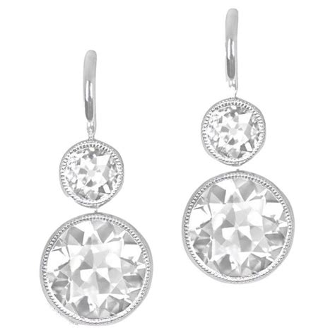 Antique 2 74ct Dormeuse Old European Cut Diamond Earrings For Sale At 1stdibs