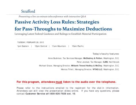 Ppt Passive Activity Loss Rules Strategies For Pass Throughs To Powerpoint Presentation