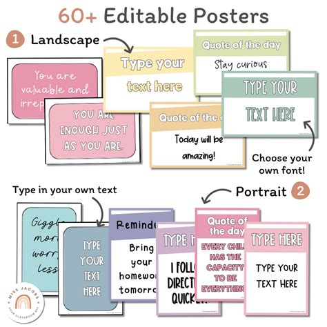 Editable Classroom Posters Pastels