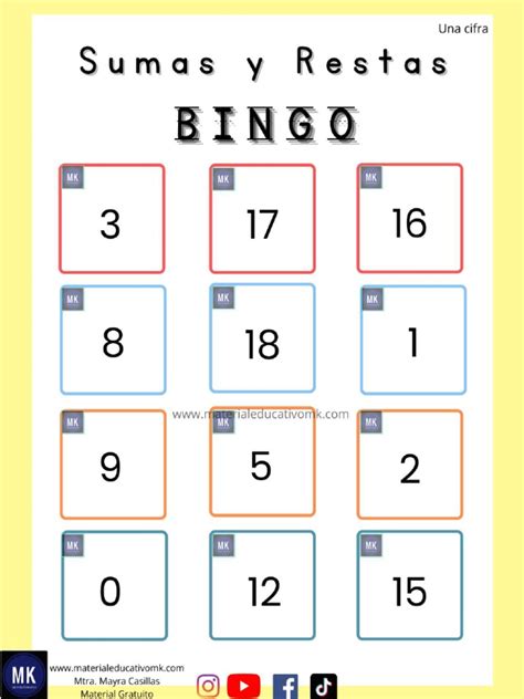 Loteria De Sumas Y Restas Min Pdf