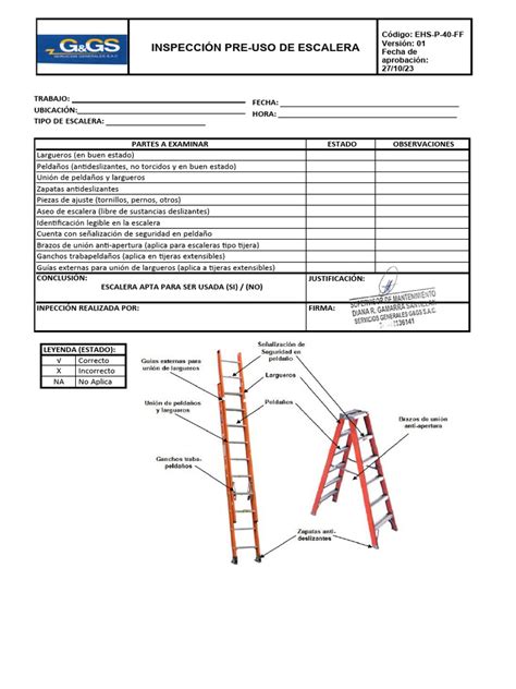 Formato De Inspeccion De Escaleras Pdf