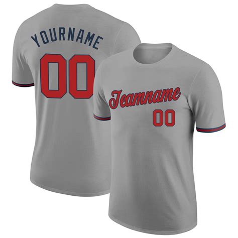 Custom Gray Red Navy T Shirt
