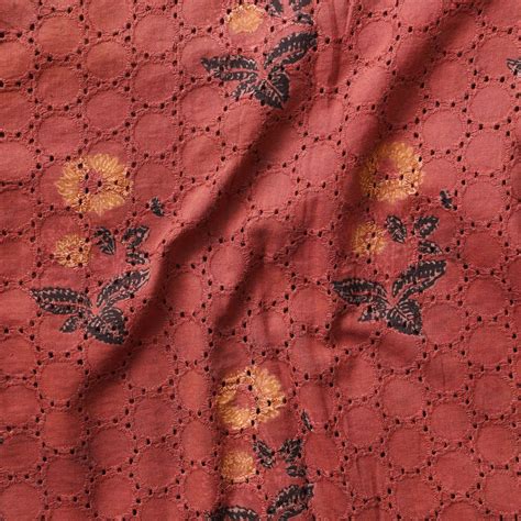Pure Cotton Hakoba Brown With Flower Motif Hand Block Print Fabric