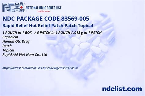 Ndc Package 83569 005 01 Rapid Relief Hot Relief Patch Patch Topical