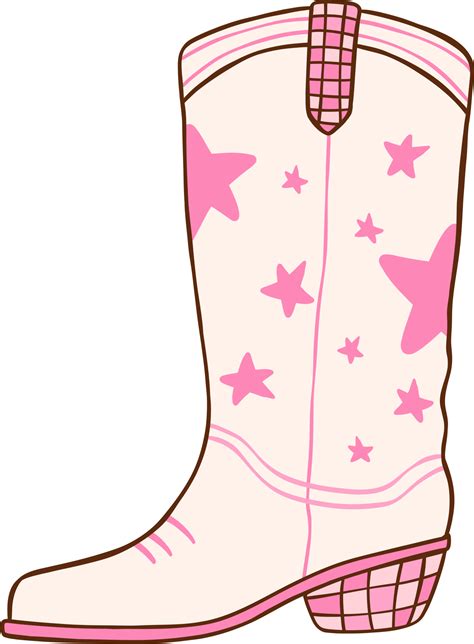 Pink Disco Cowgirl Boots Retro Girly Cowboy Doodle Drawing 44267488 Png