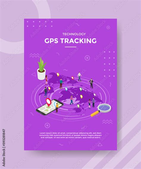 Technology Gps Tracking People Standing On Pointer Location Map World