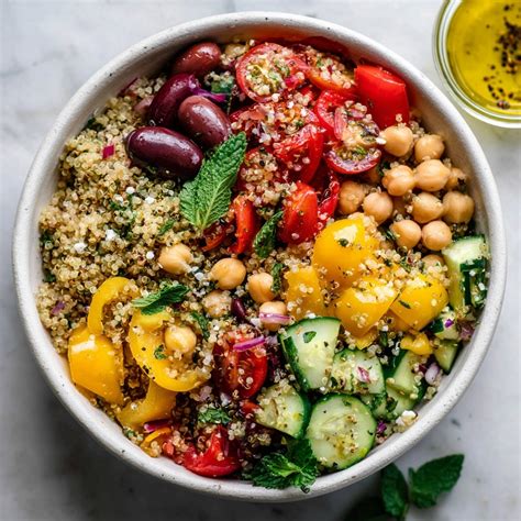 Mediterranean Quinoa Salad Fresh Colorful And Packed With Plant
