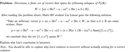 Solved A Problem Determine A Finite Set Of Vectors That Chegg