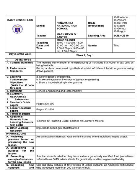Week 7 Day 1 Download Free Pdf Learning Genetic Engineering