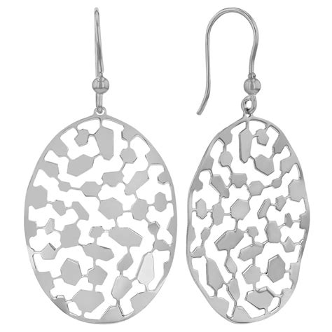 Sterling Silver Geometric Mosaic Oval Dangle Earrings Borsheims